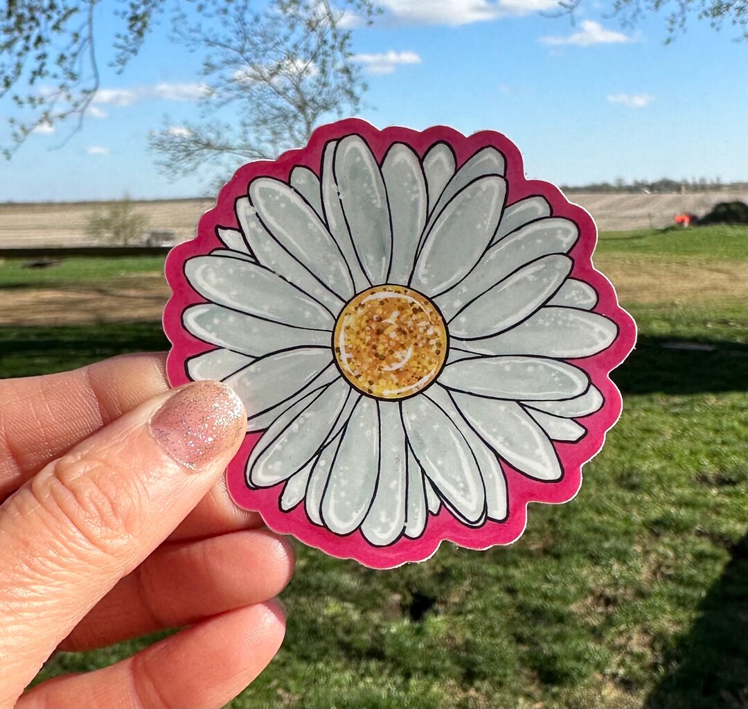 Daisy Sticker, Flower Sticker, Laptop Sticker, Water Bottle Sticker ...