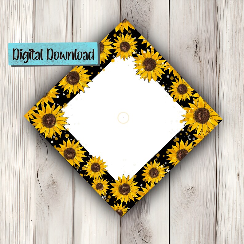 Printable Grad Cap Topper - DIY Sunflower Border Graduation Cap ...