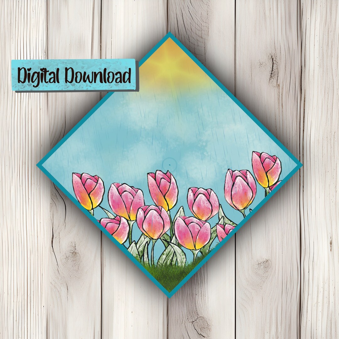 Printable Grad Cap Topper - DIY Tulips Graduation Cap - Graduation Cap ...