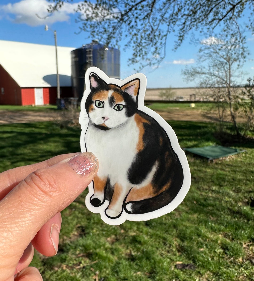 Calico Cat Sticker, Water Bottle Sticker, Cat Stickers, Cat Gifts, Cat ...