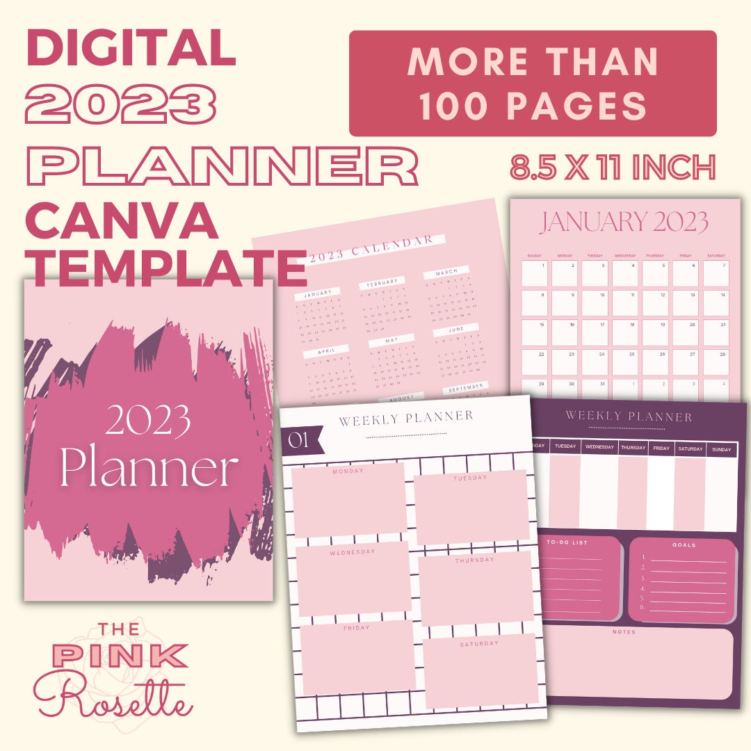 2023 Planner Template Canva CRANBERRY - Etsy