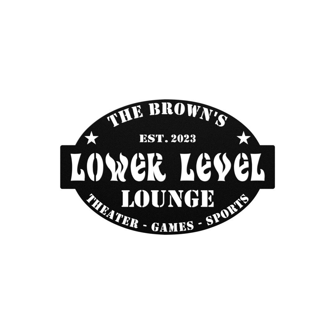 Personalized Lower Level Lounge Metal Sign, Custom Family Name, Retro ...