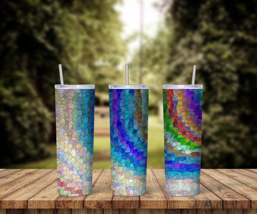 Colorful Geometry Tumbler Design, 20 Oz Skinny Tumbler Design ...