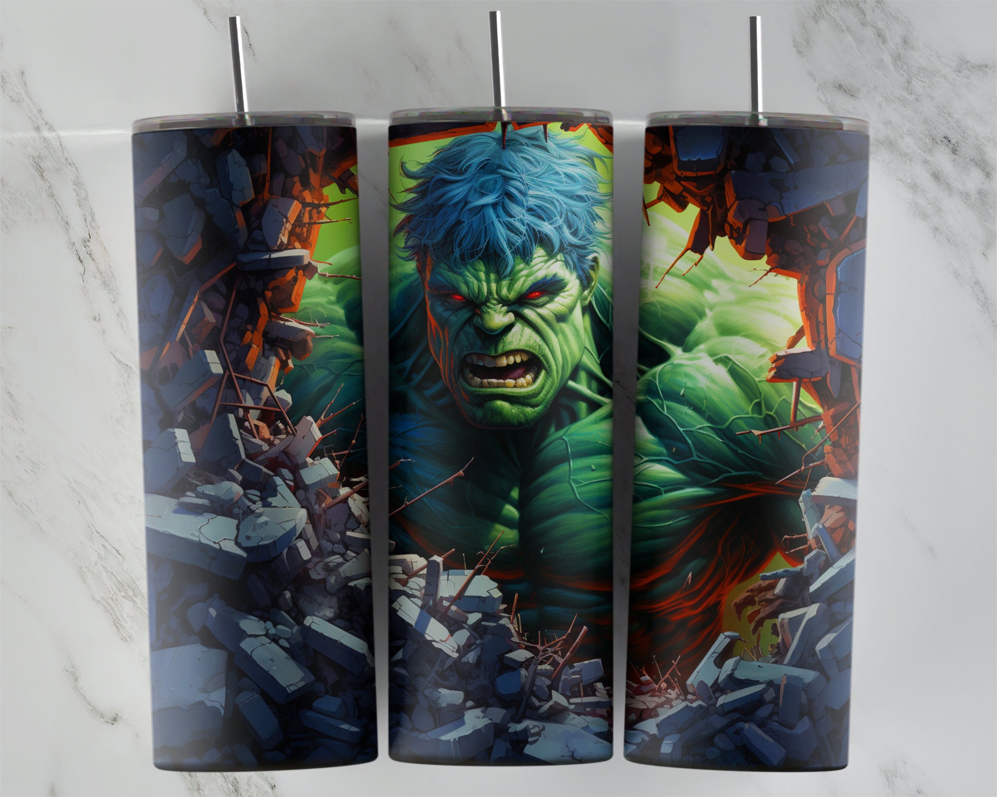 3D Inflated Hulk Tumbler Design, 20 Oz Skinny Tumbler Design ...
