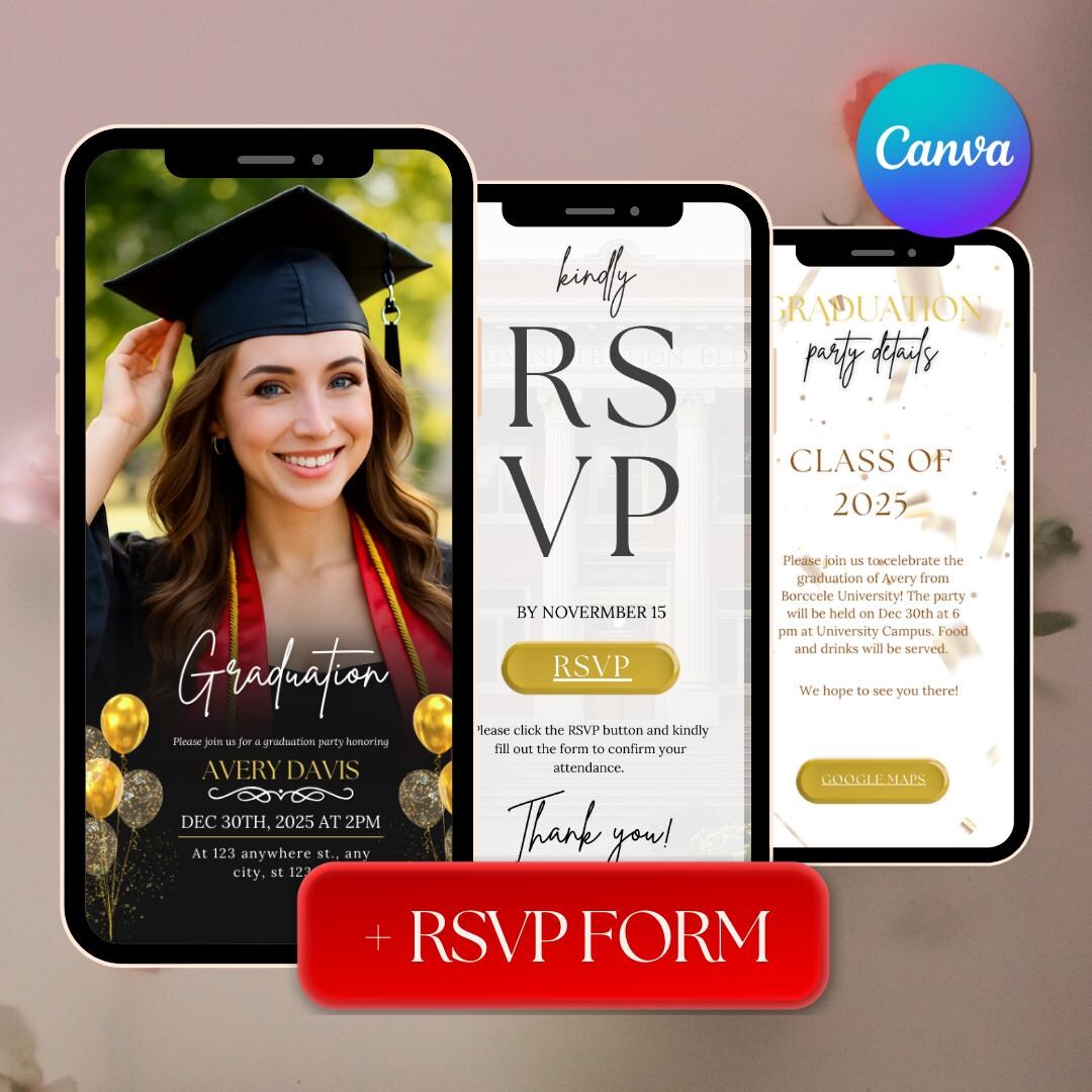 Editable Graduation Invitation Template: Digital Party Invite & RSVP ...