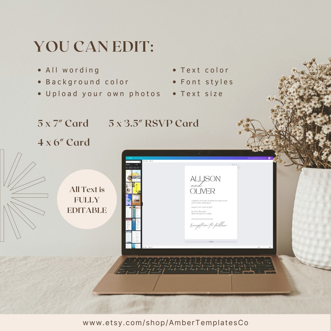 Minimal Wedding Invites Minimalist Wedding Invitation Template Set ...