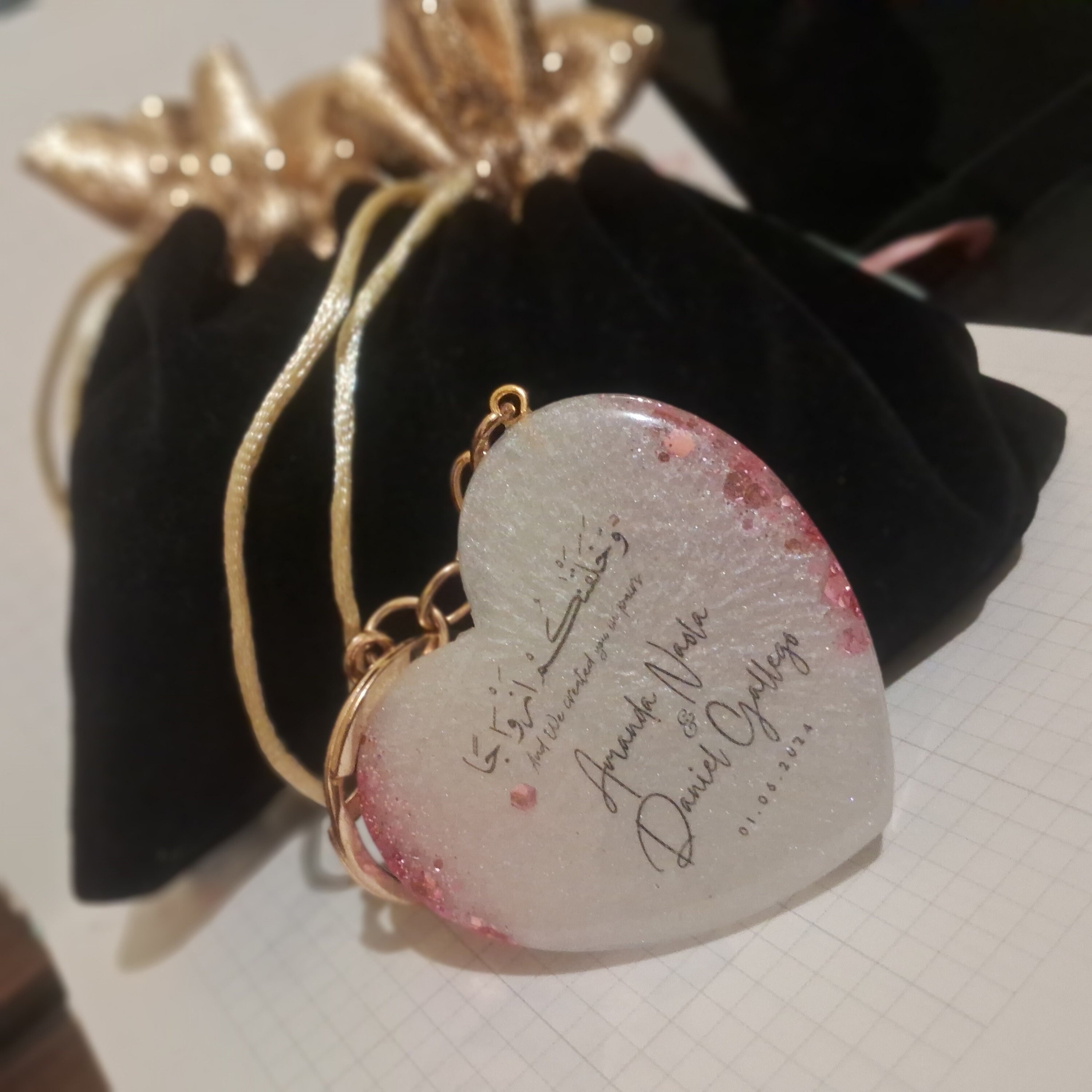 Keychain Handcrafted Resin Wedding Memento, Personalized Couple's ...