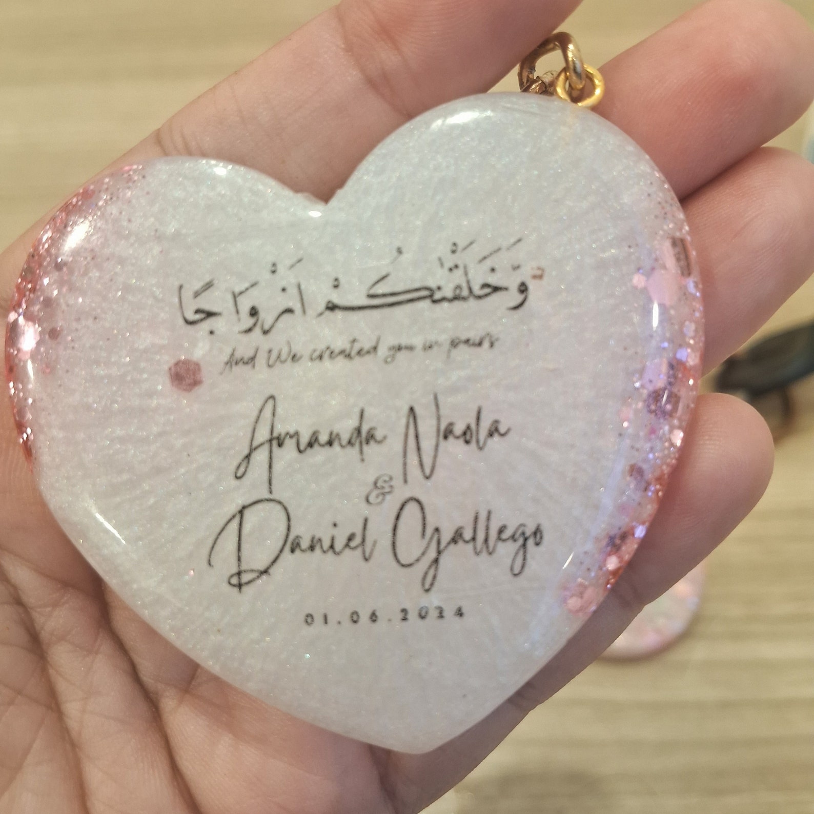 Keychain Handcrafted Resin Wedding Memento, Personalized Couple's ...