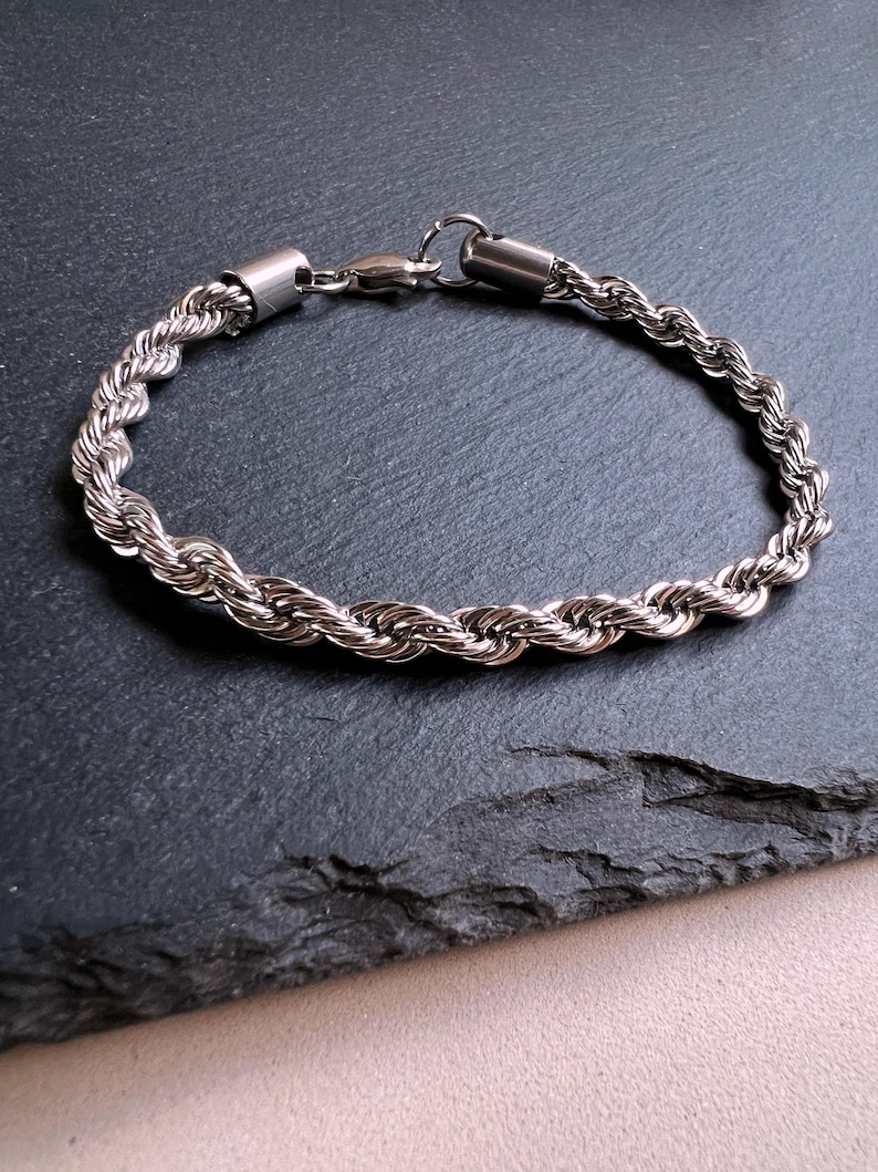 Men's Bracelet. Stainless Steel Rope Chain. Silver-tone - Etsy