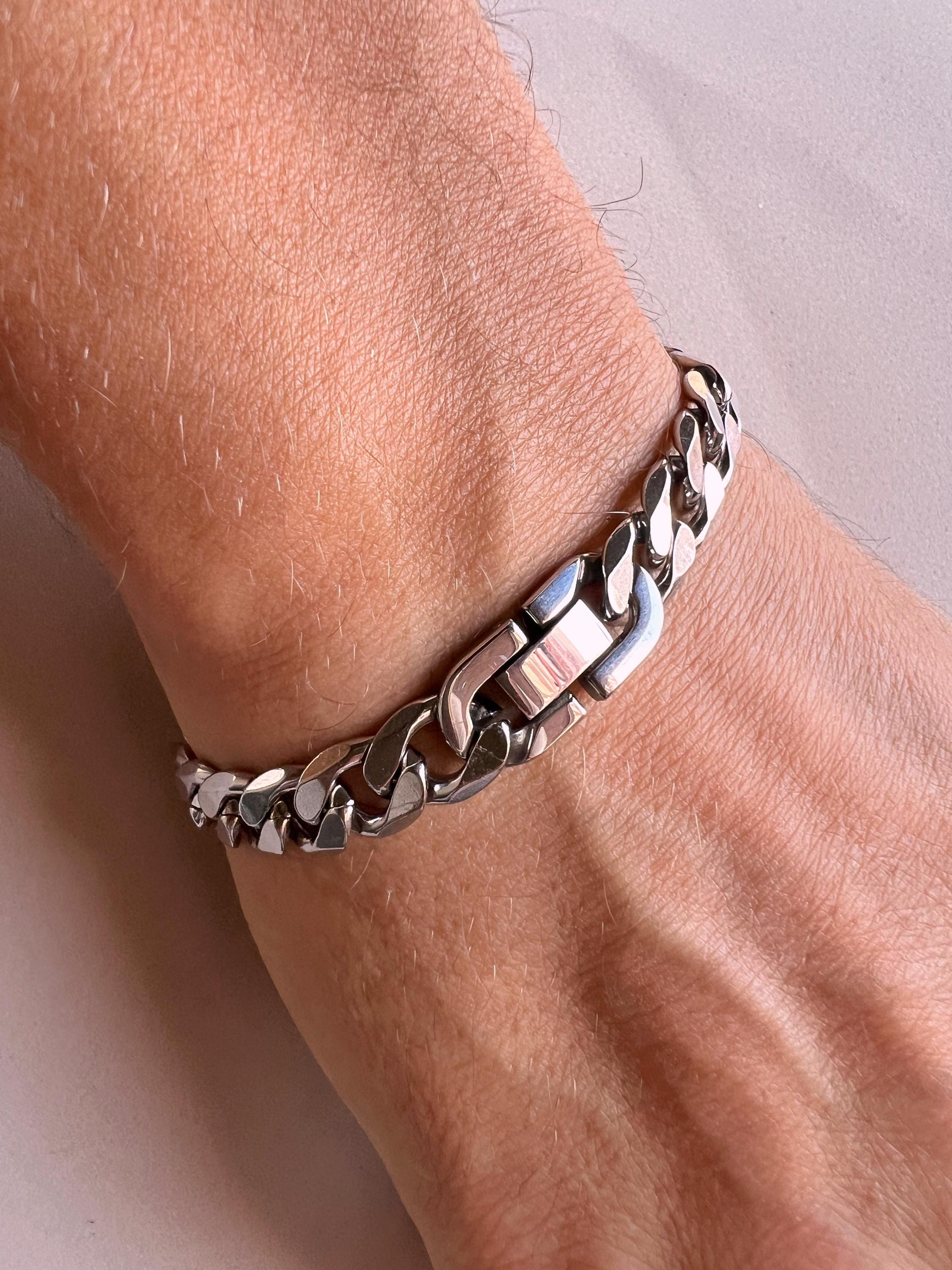 Men's Chain Bracelet. Cuban Link 10 Mm Stainless Steel. Folding Clasp ...