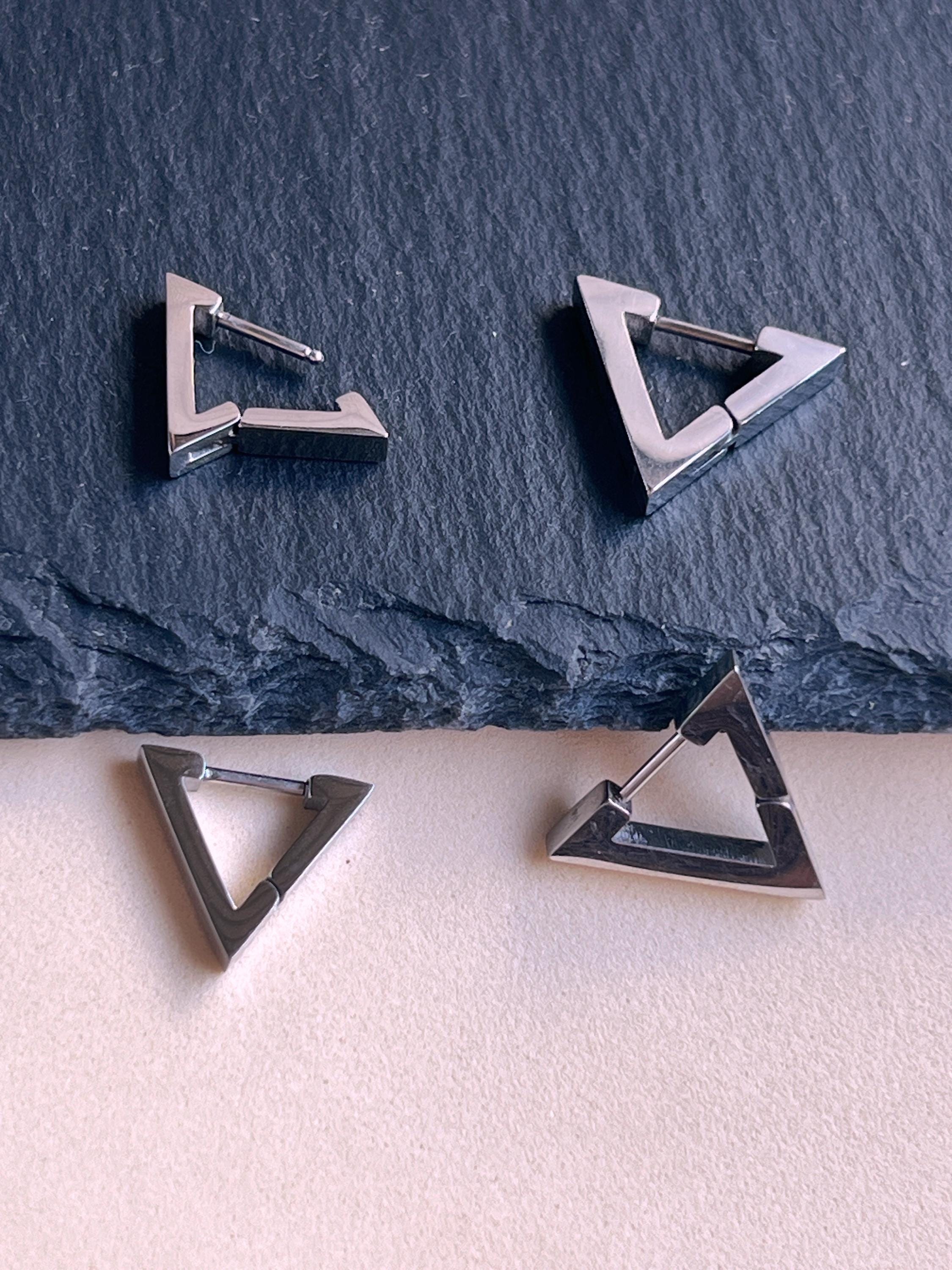 Men's Triangular Earring Made of Hypoallergenic Stainless Steel. Silver ...