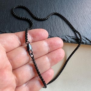 Men's Necklace. Box Chain. Hypoallergenic Stainless Steel. Black-tone ...