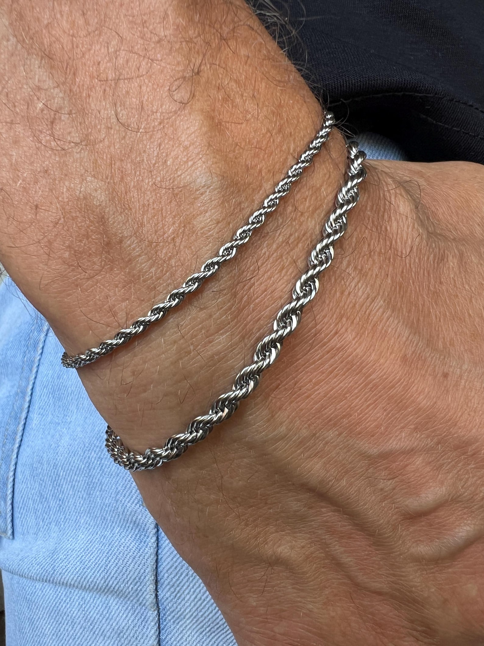 Men's Bracelet. Stainless Steel Rope Chain. Silver-tone - Etsy