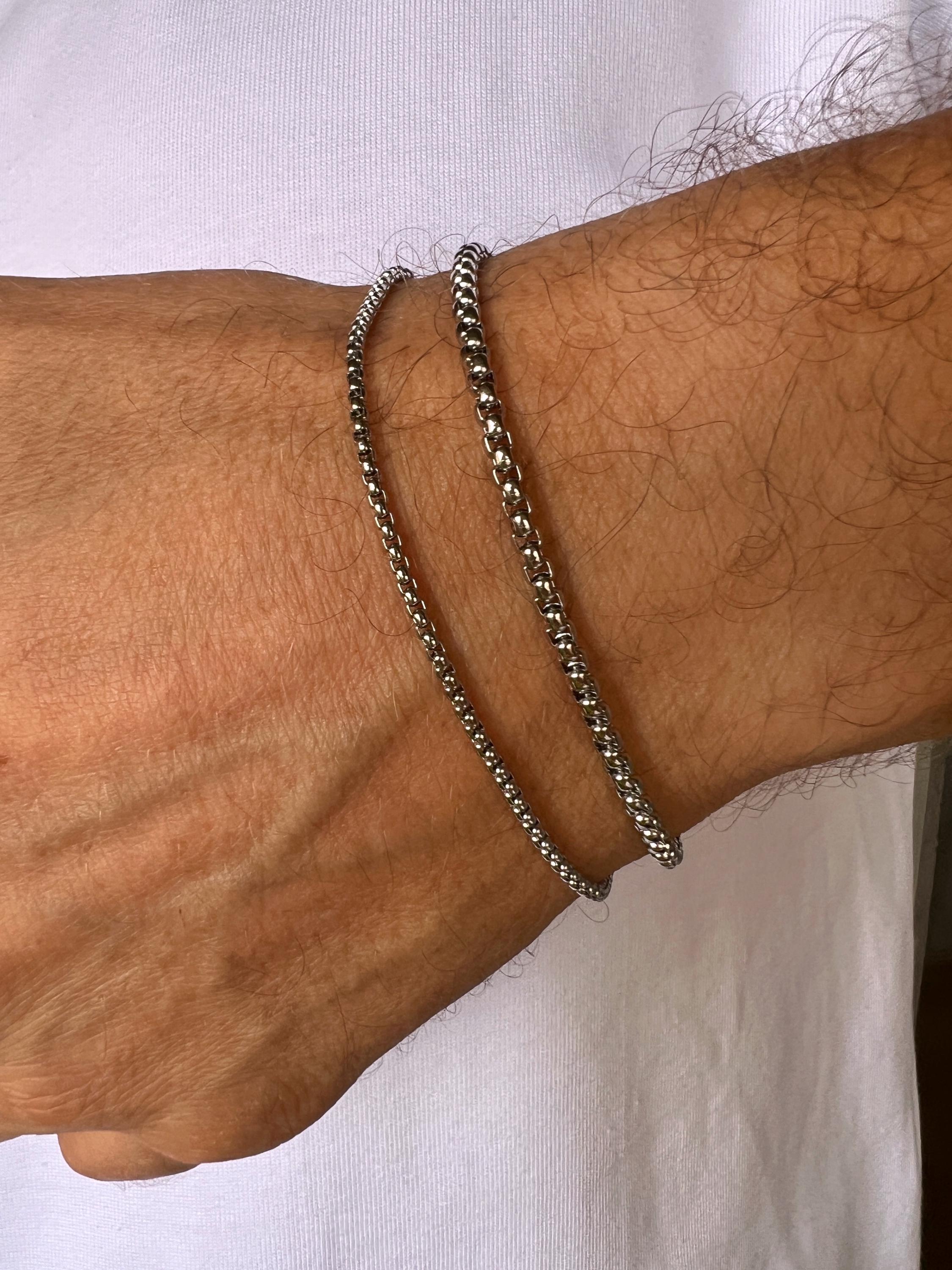 Double Men's Bracelet. Stainless Steel Chain in Silver Color. Made of ...