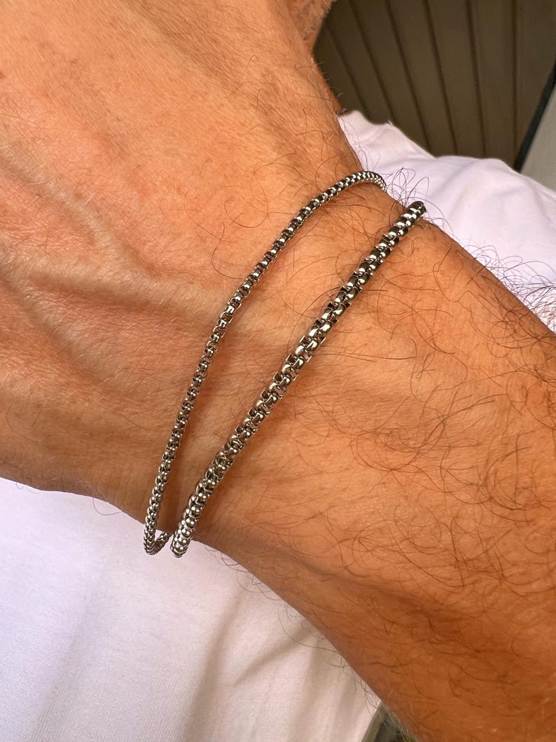 Double Men's Bracelet. Stainless Steel Chain in Silver Color. Made of ...