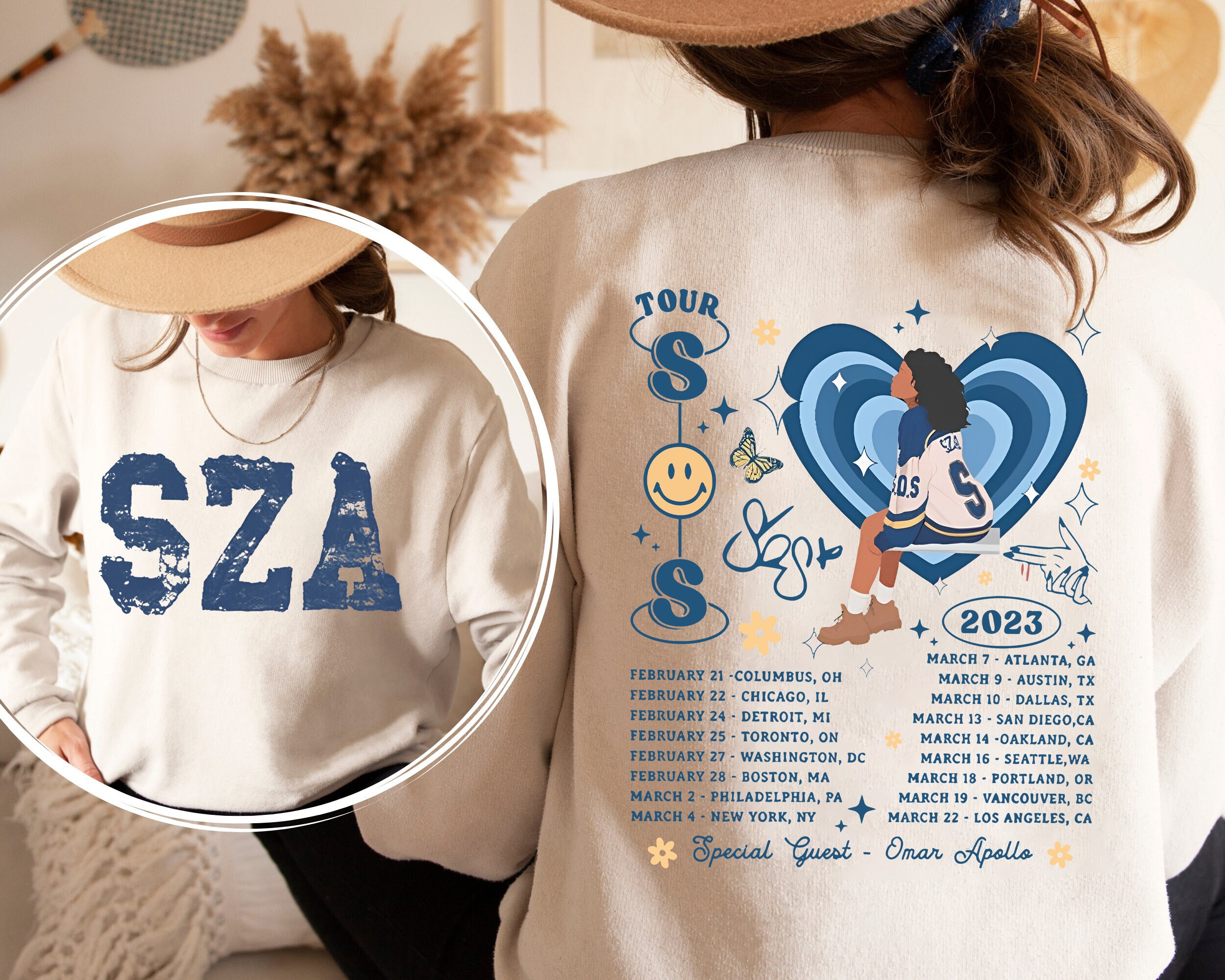SZA SOS Tour UK Sweatshirt, Solána Imani Rowe Album Lyrics, Retro ...