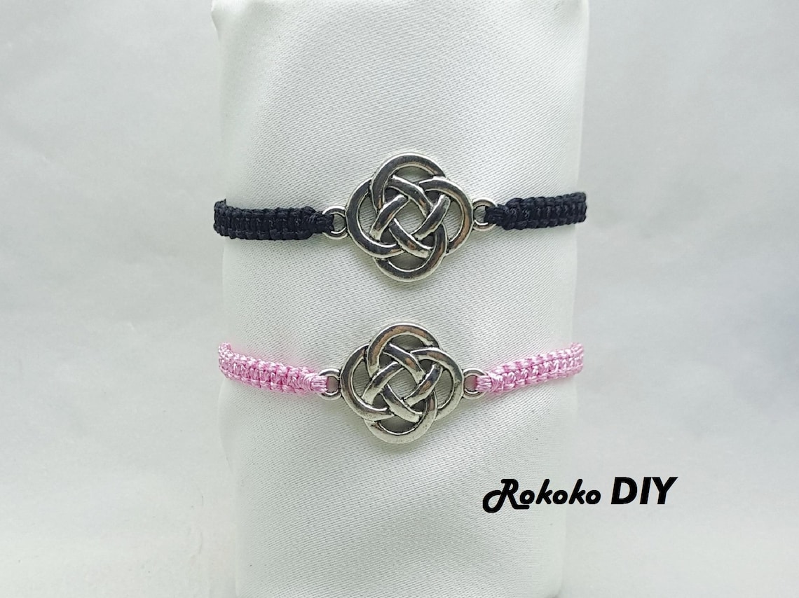 Celtic Knot Charm Macrame Bracelet. Personalized Knotted Bracelet ...