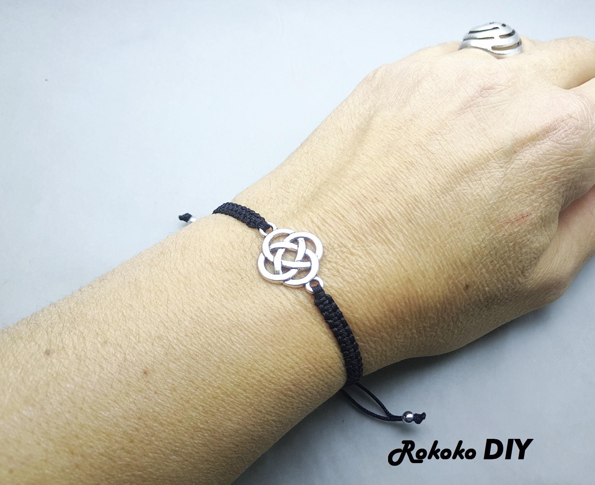 Celtic Knot Charm Macrame Bracelet. Personalized Knotted Bracelet ...