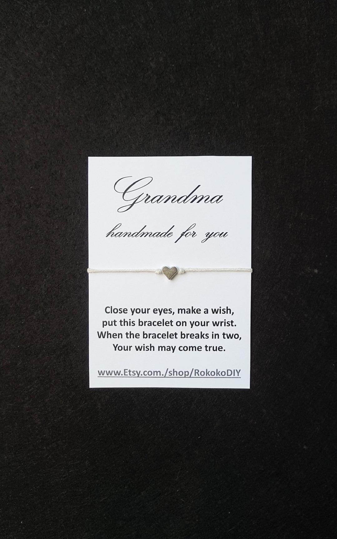 Grandma Wish Bracelet. Charm String Bracelet. Handmade Unisex Jewelry ...