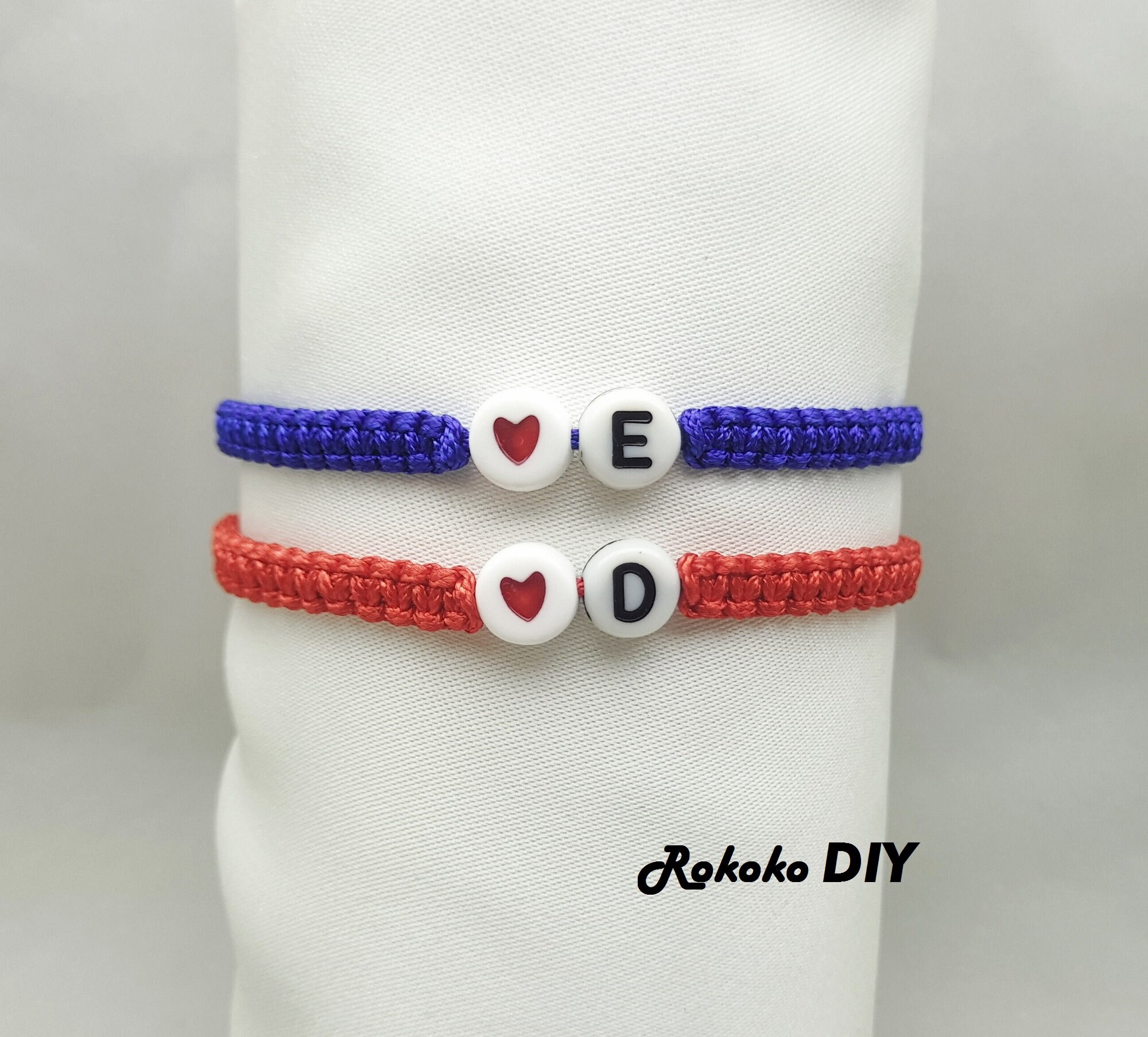 Couples Letter Initial, Heart Macrame Bracelets. Fully Adjustable ...