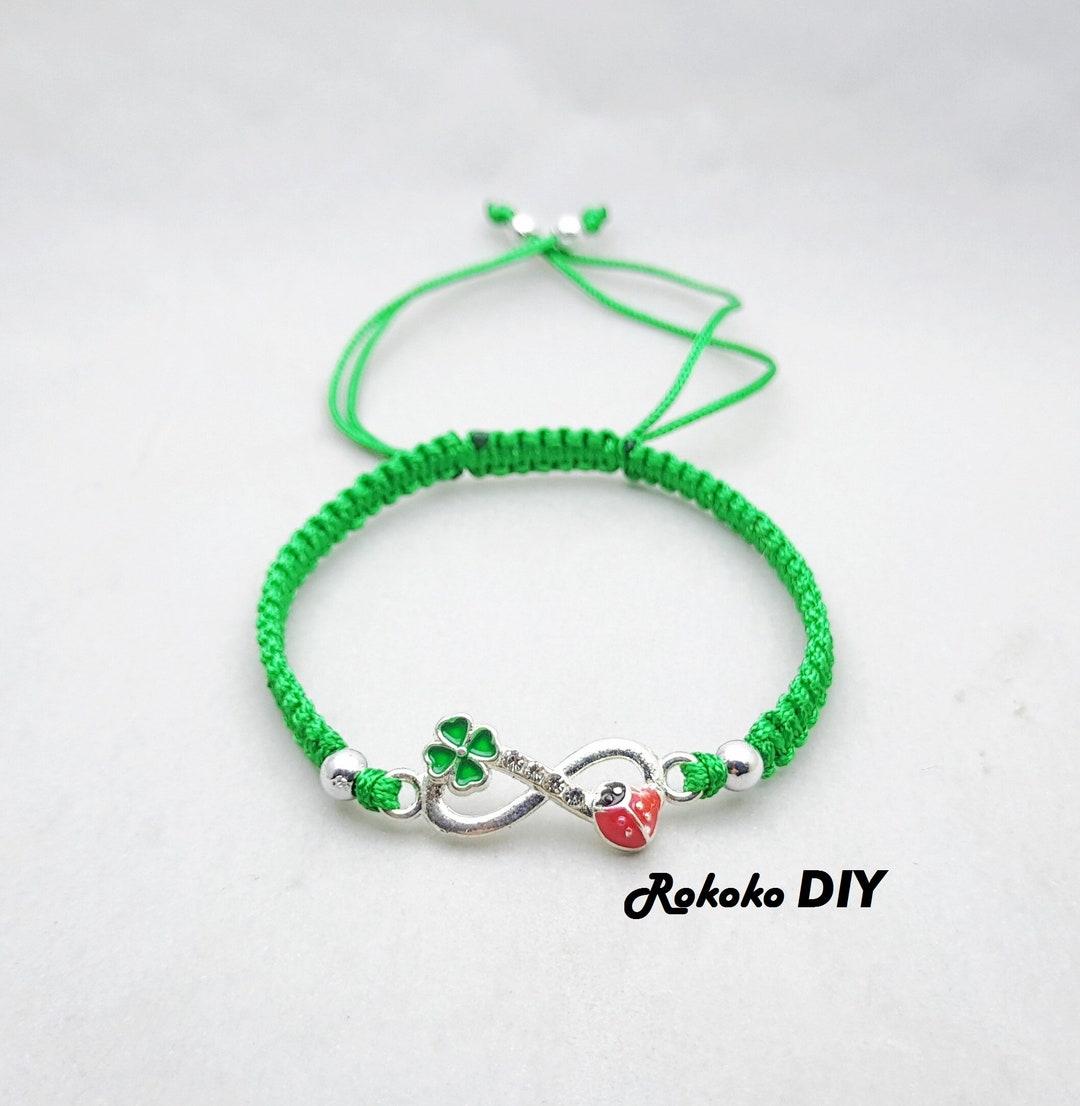 Infinity With Ladybug and Clover Macrame Bracelet. Friendship Handmade ...