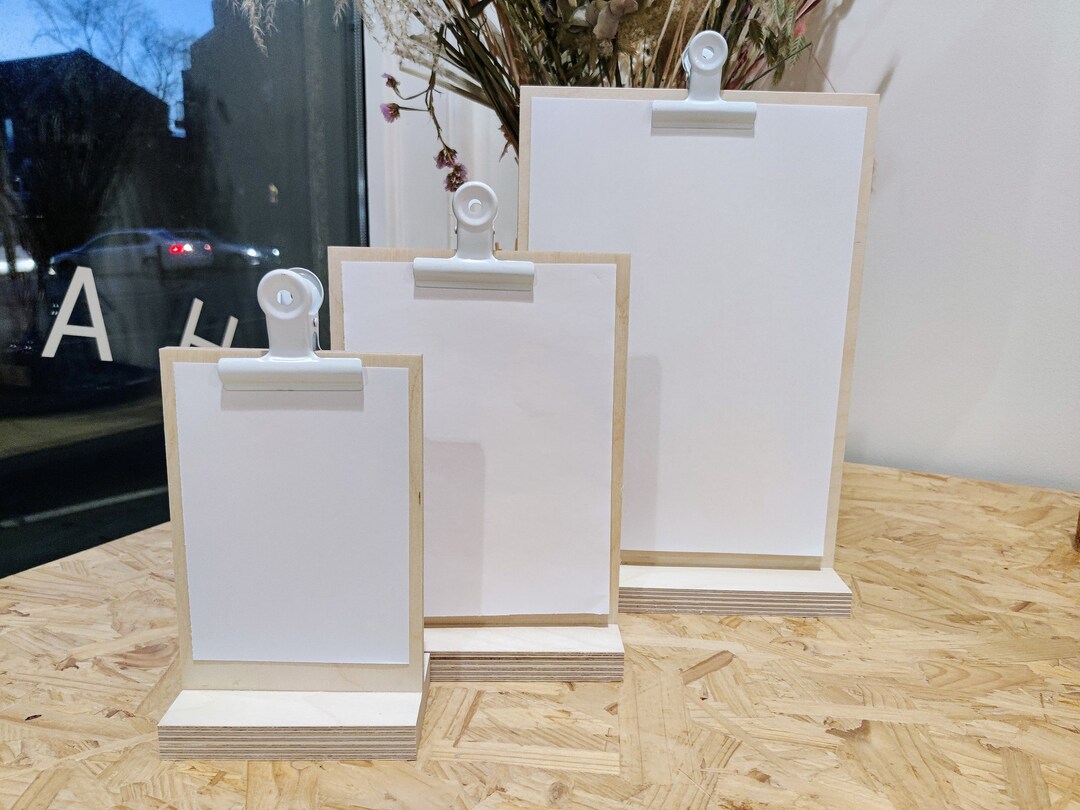 Plywood A5 Sign Holder With Clip, Wooden Menu Stand, Plywood Shop ...