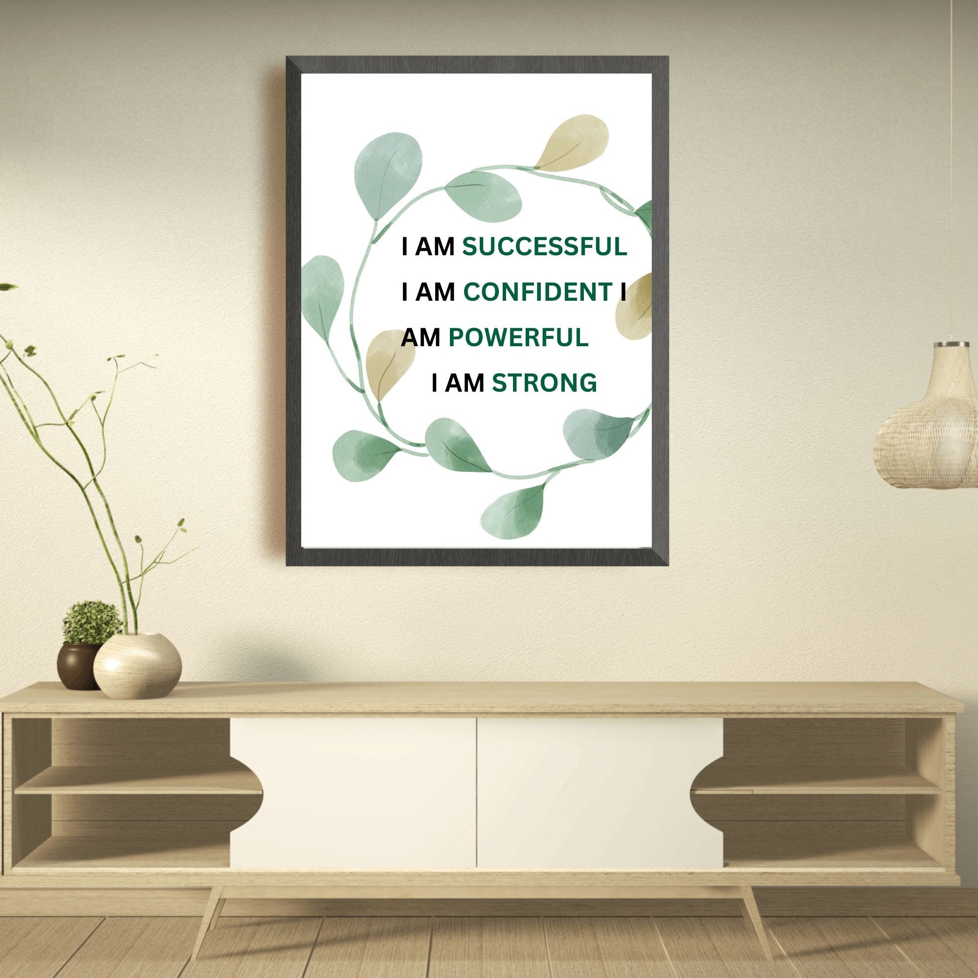 I AM STRONG Positive Affirmation Wall Art | Contemporary Printable ...