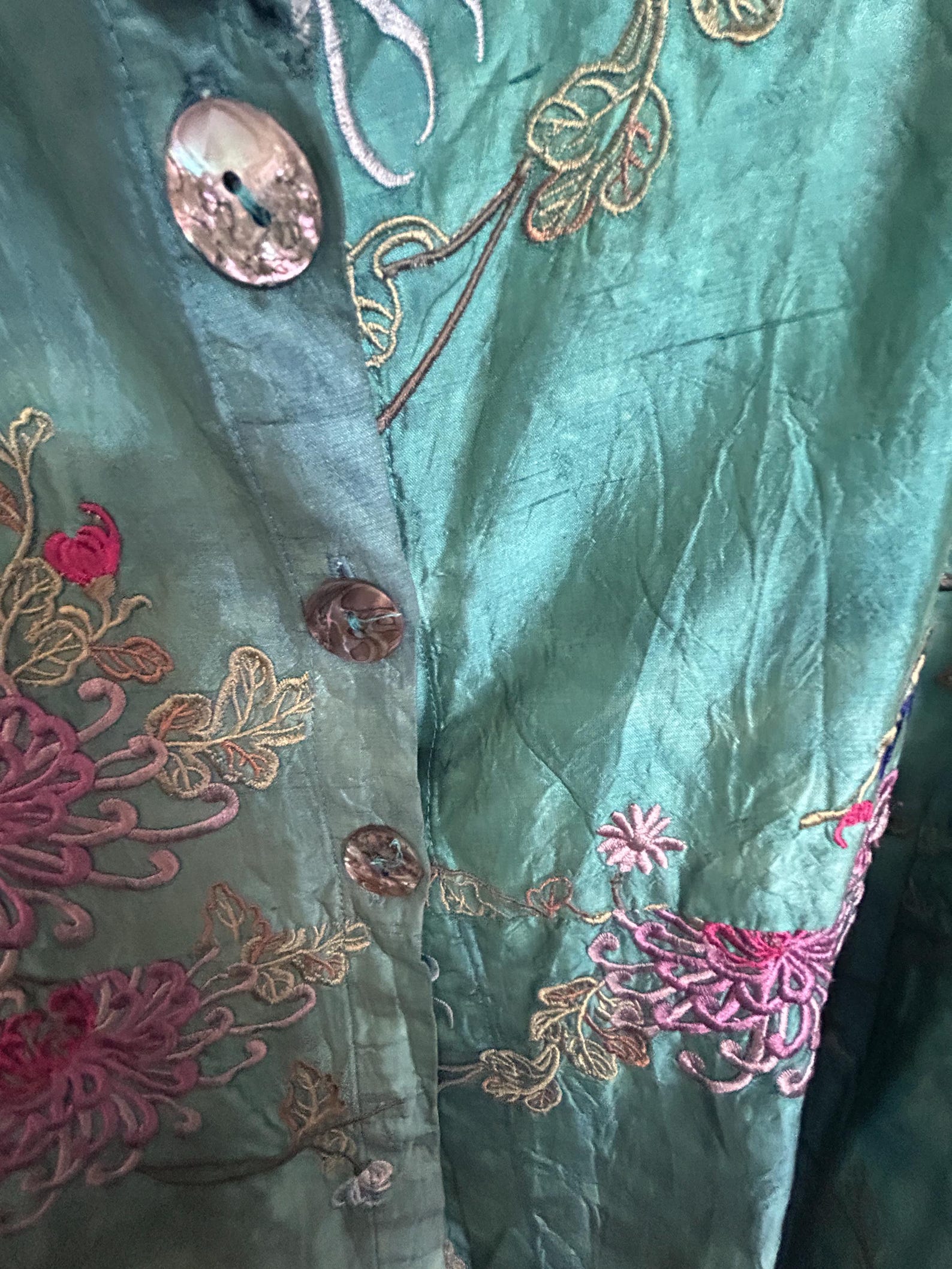 Embroidered Silk Jacket/ Artwear, Overdyed Blue-green, M/L - Etsy