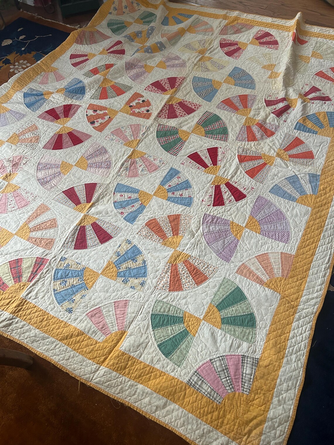 Cotton Fan Quilt Vintage - Etsy