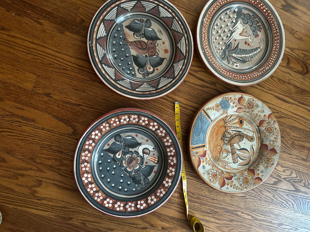 3 Tonala Hand Painted Mexican Ceramic Platters-signed - Etsy