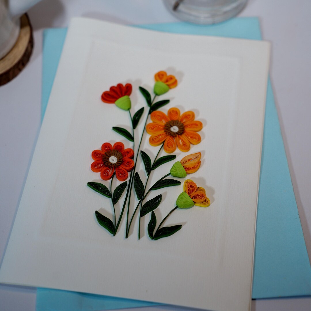 Quilling Flower Card – Handmade Floral Greeting Card - Etsy