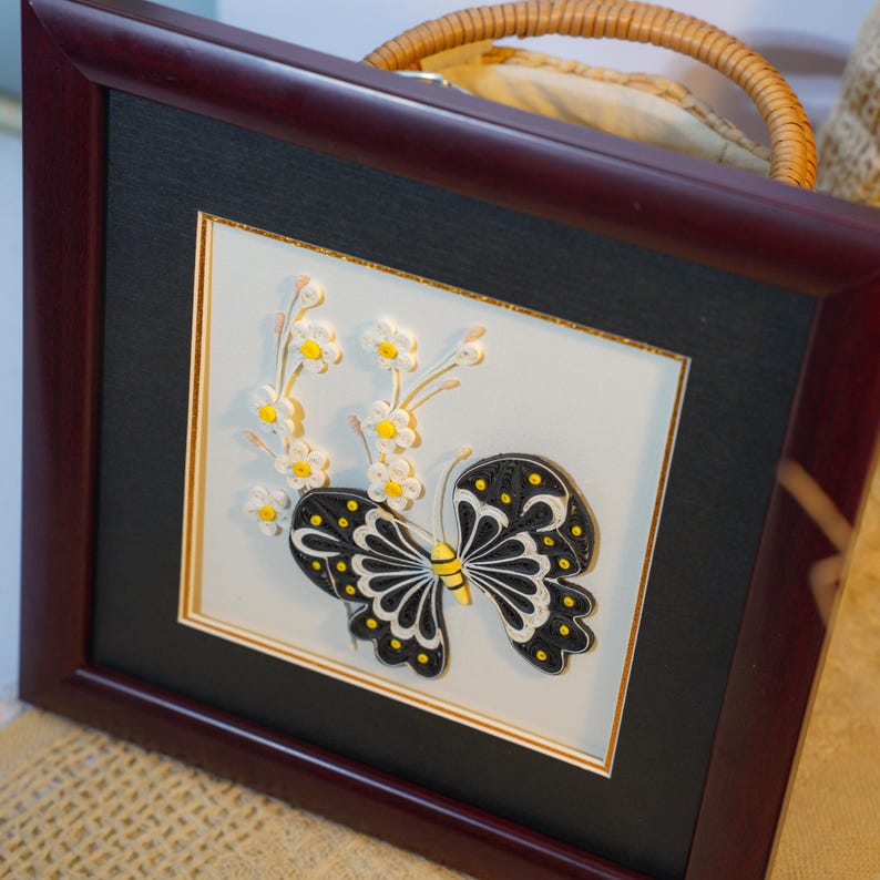 Quilling Butterfly Wall Art – Handmade 3D Paper Floral Artwork, Framed ...