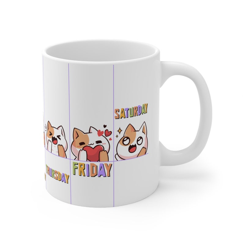Ceramic Days of the Week Mug 11oz || Cutie, Funny Cats Mug - Etsy