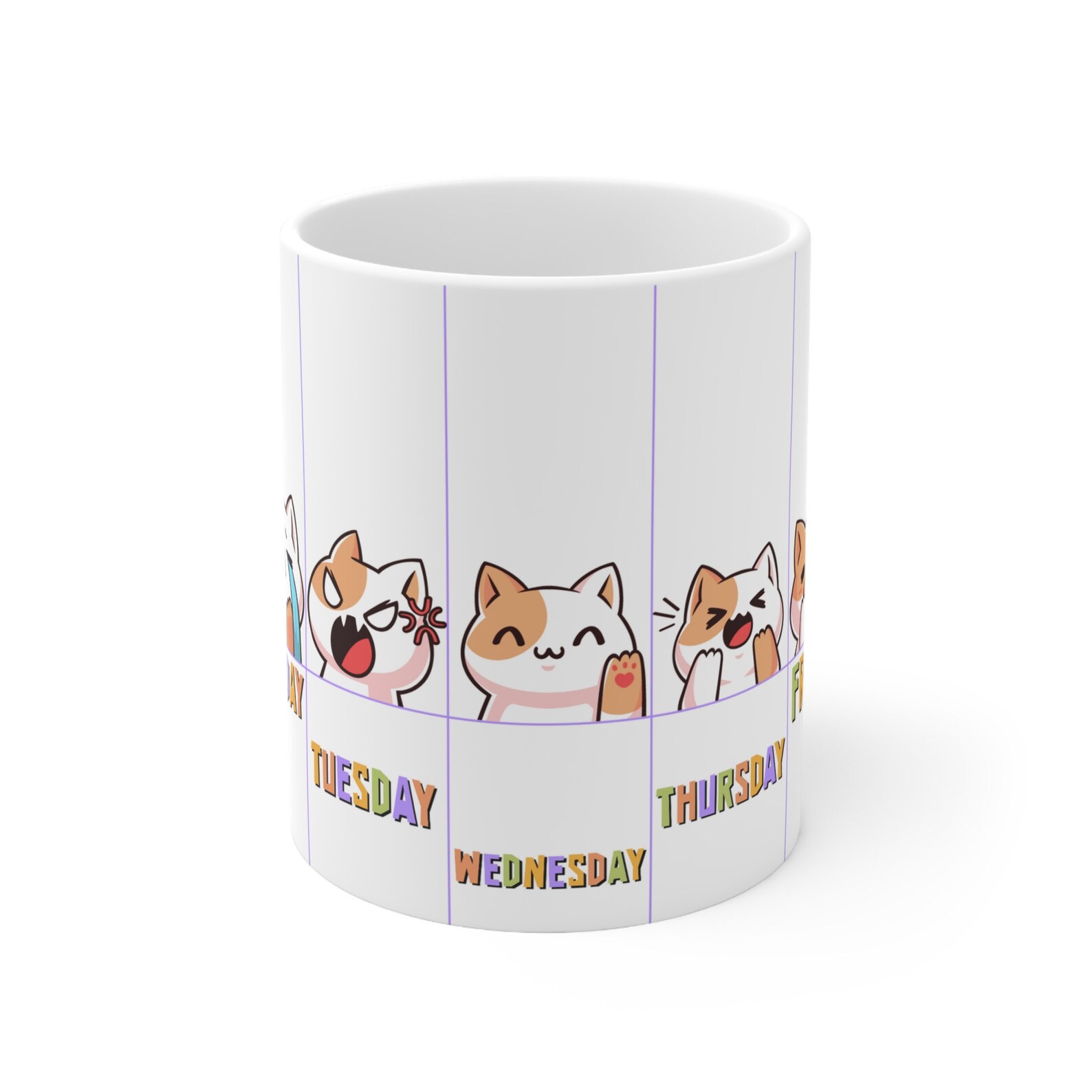Ceramic Days of the Week Mug 11oz || Cutie, Funny Cats Mug - Etsy