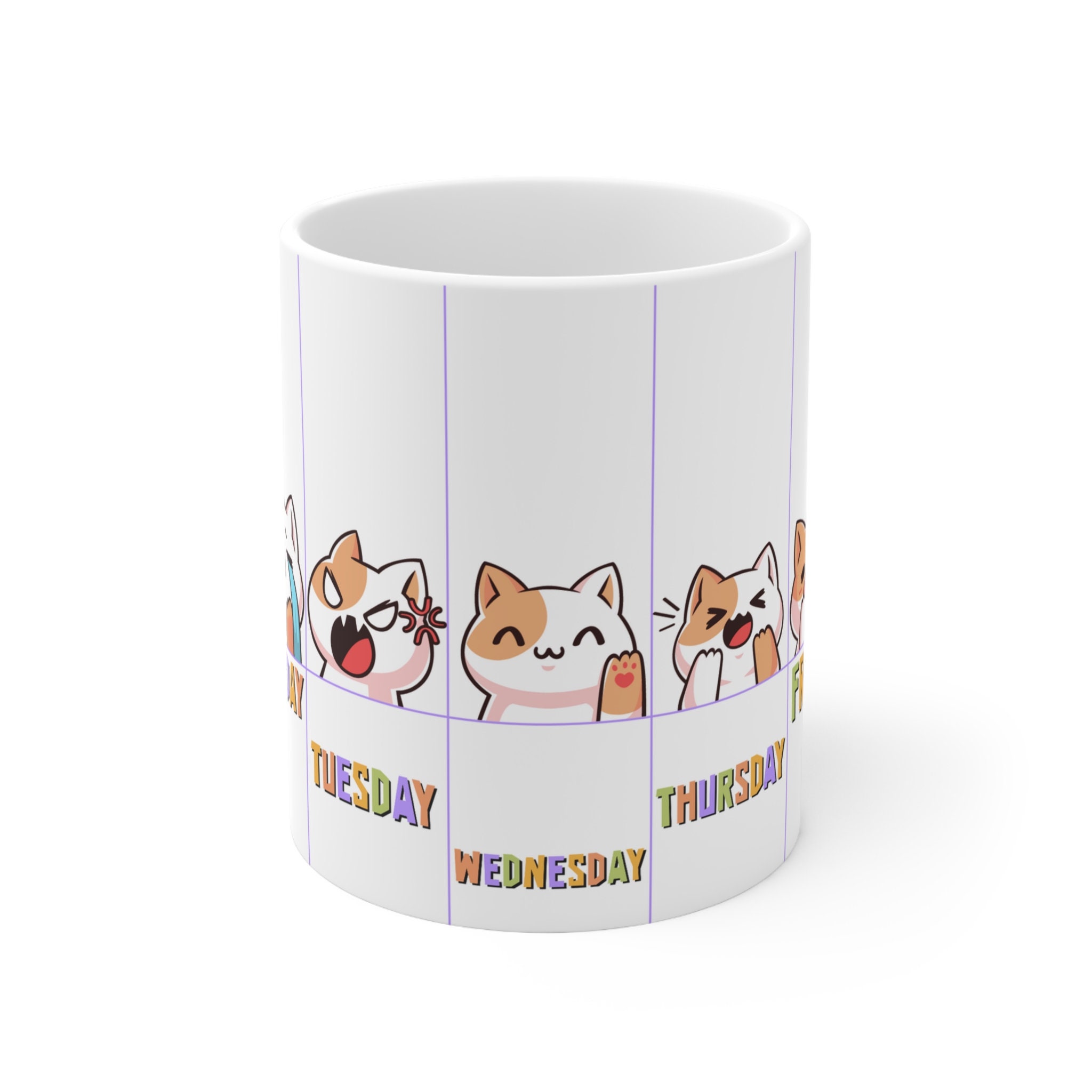 Ceramic Days of the Week Mug 11oz || Cutie, Funny Cats Mug - Etsy