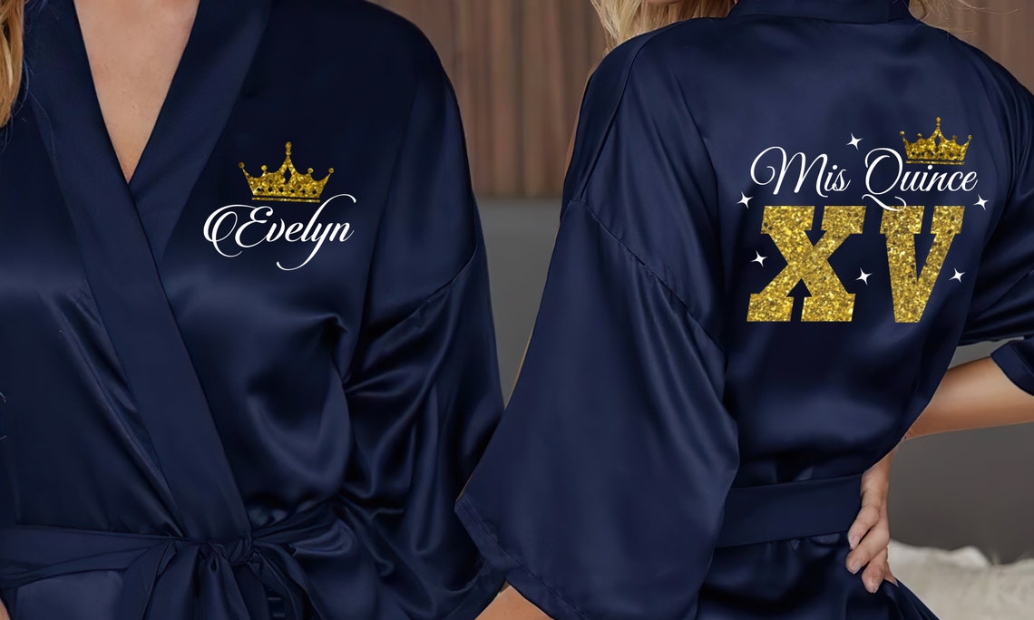 Mamá De La Quinceañera Robe Mis XV Robe Quince Gifts Navy - Etsy