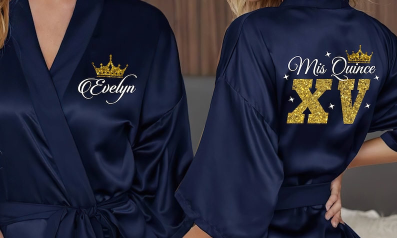 Mamá De La Quinceañera Robe Mis XV Robe Quince Gifts Navy - Etsy