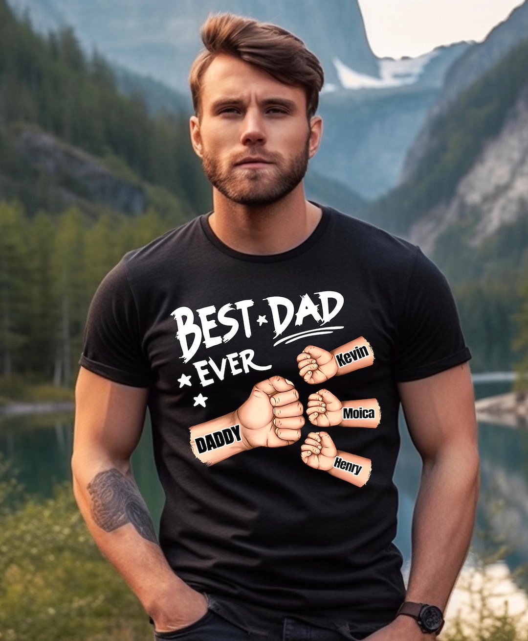 CUSTOM Father's Day Family Fist Bump Shirt, Personalized Dad Raised ...