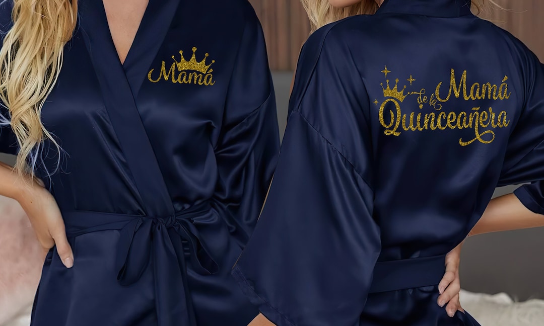 Mamá De La Quinceañera Robe, Mis XV Robe, Quince Gifts, Navy Blue ...