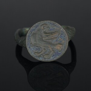 Bronze Ring Genuine Medieval Bird Ring Ancient Engraved Signet Ring ...