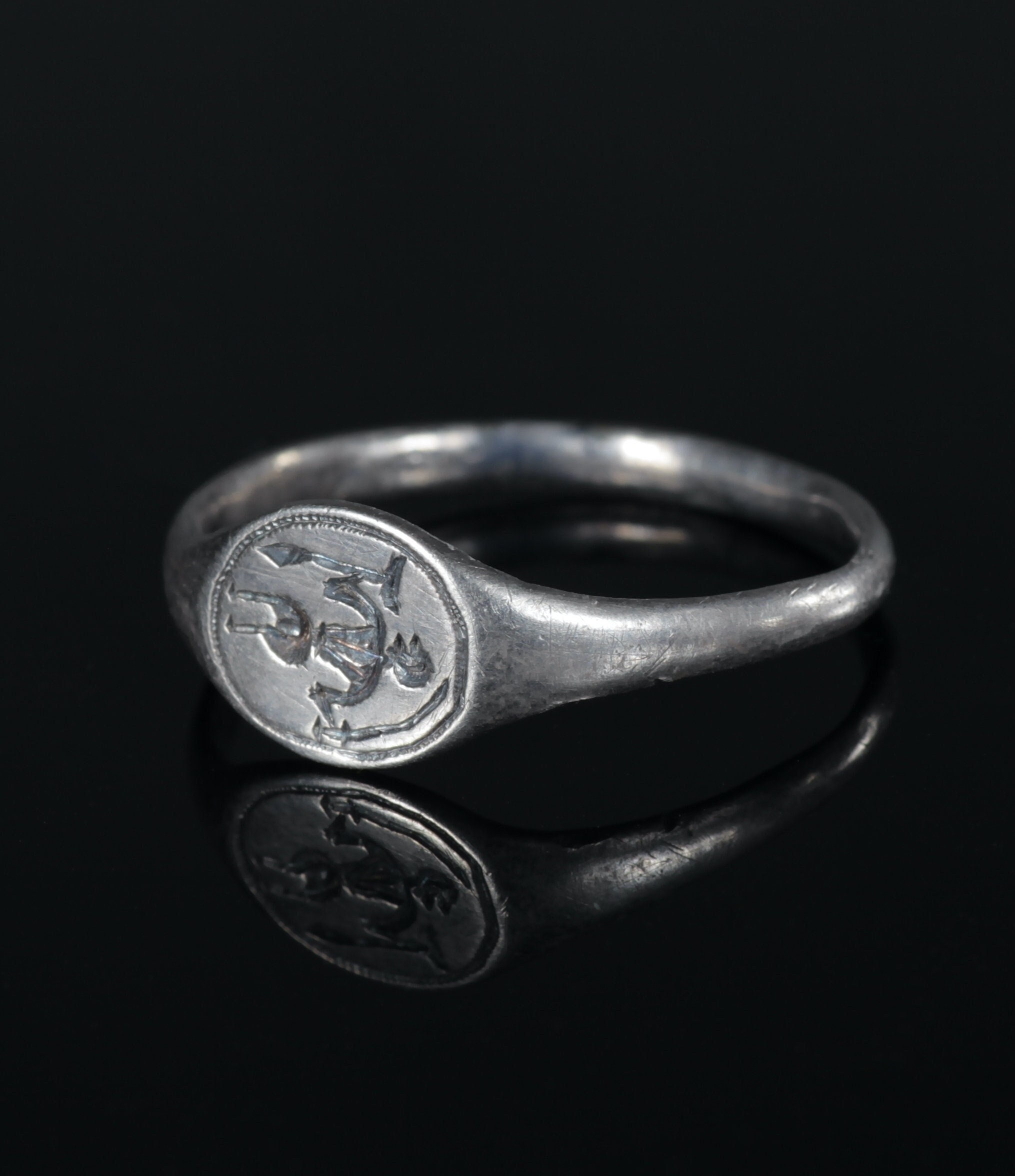 Medieval Silver Signet Ring | Warrior With Spear, Authentic Artifact - Etsy