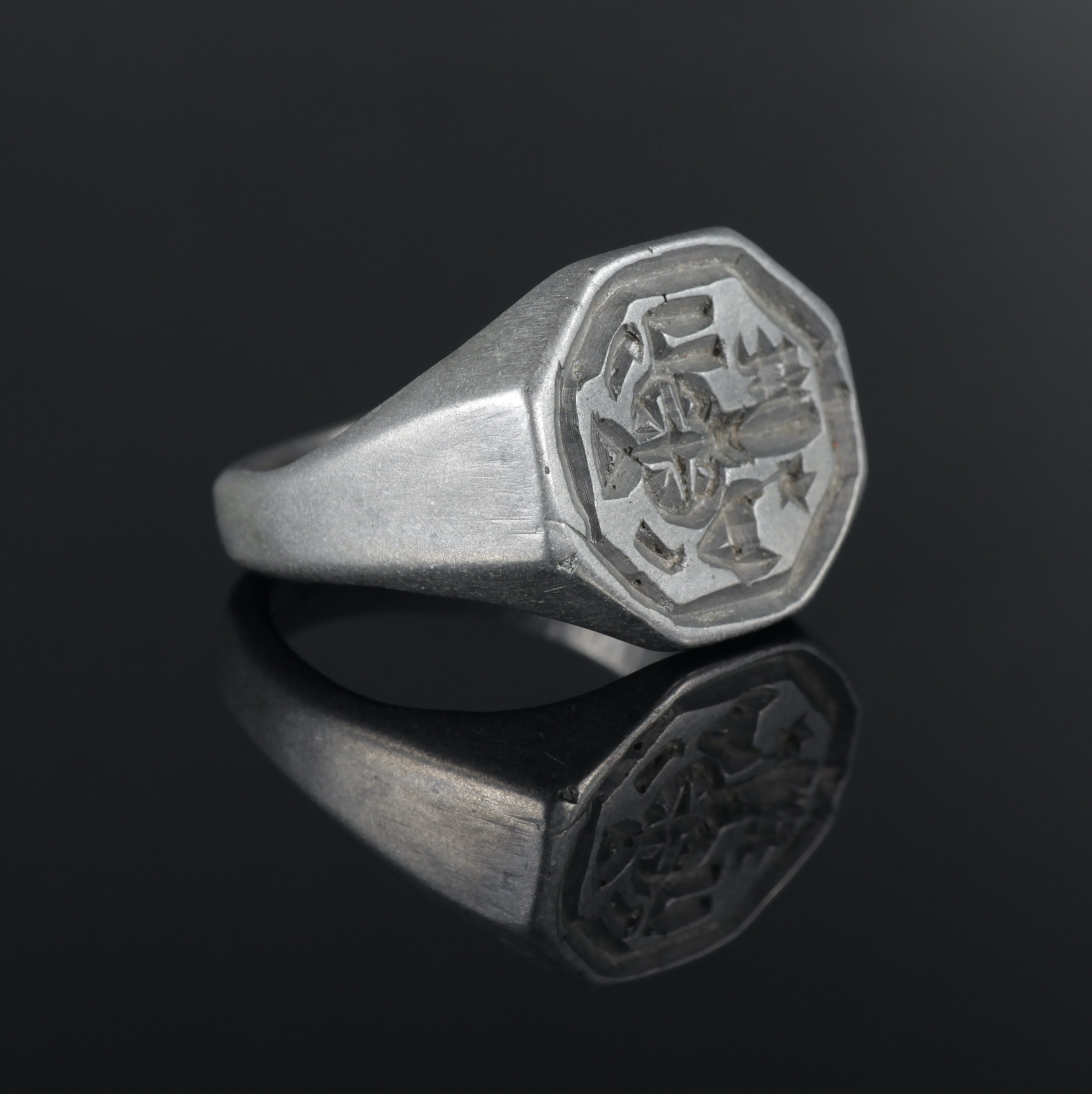 Signet Ring of A Trader With Key and Initials Antique Tin - Etsy