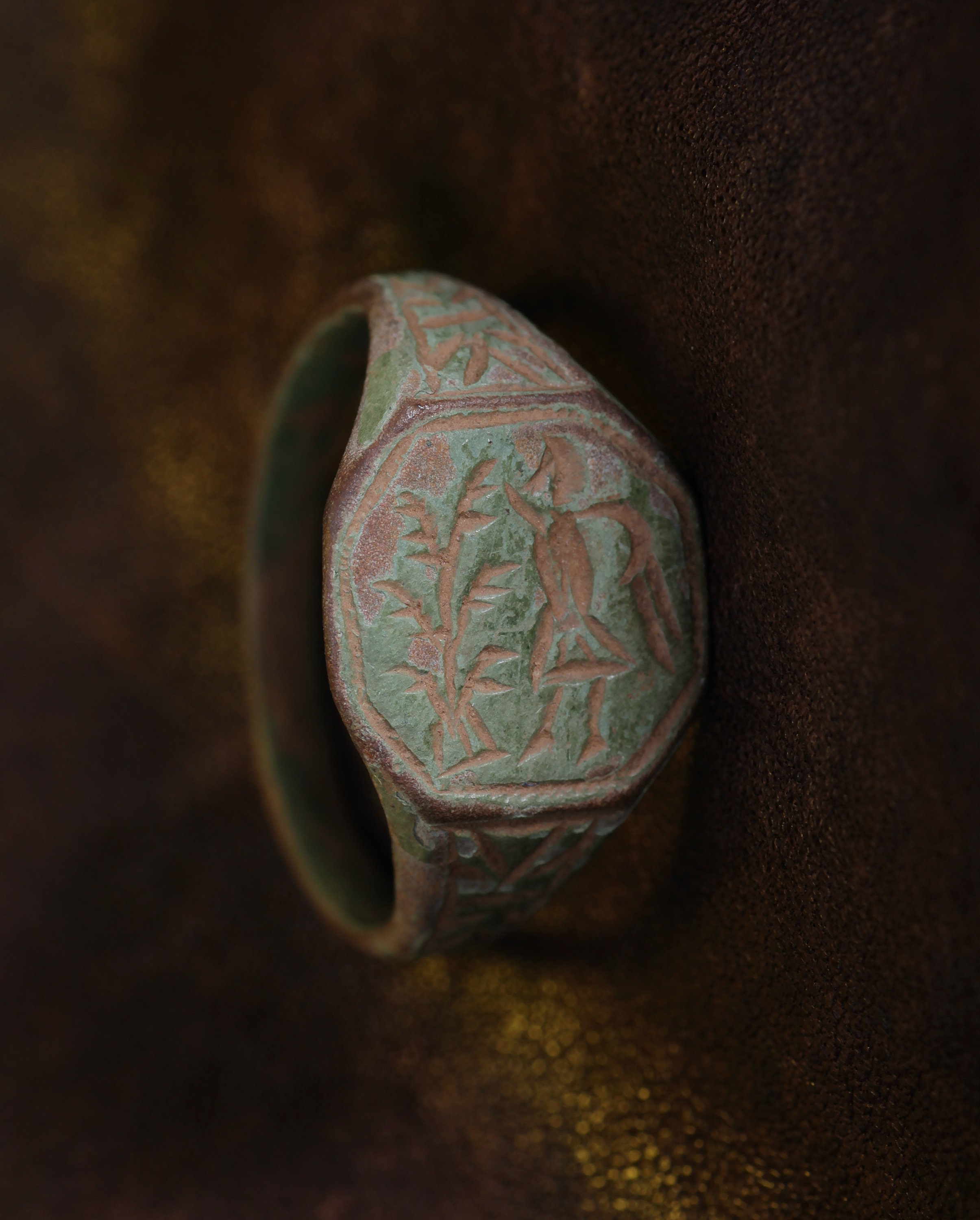 Warrior With A Sprout. Engraved Original Ancient Ring. Medieval Man ...