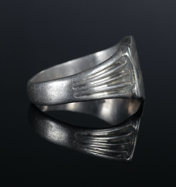 Antique Silver Signet Ring, Medieval Initial Artifact… - Gem