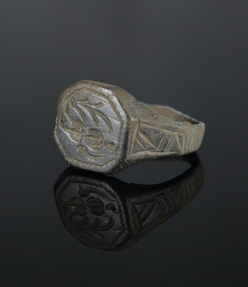 Engraved Original Ancient Ring. Warrior With A Sprout. Medieval Man ...