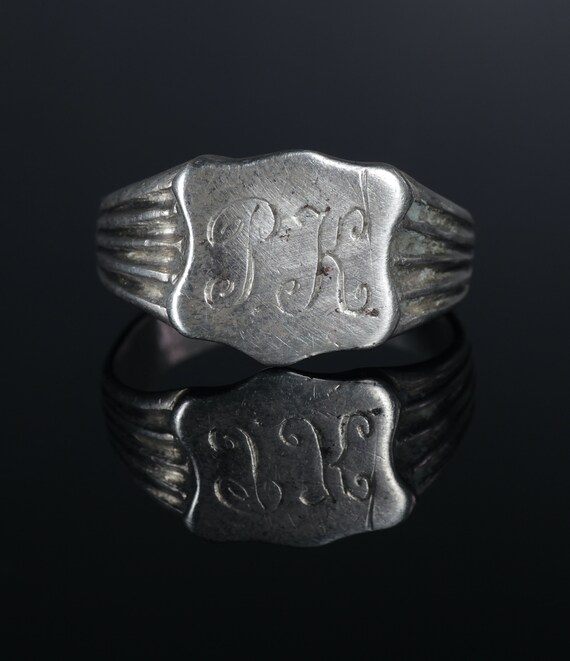 Antique Silver Signet Ring, Medieval Initial Artifact… - Gem