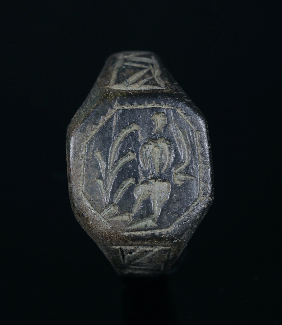 Engraved Original Ancient Ring. Warrior With A Sprout. Medieval Man ...