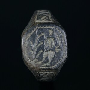 Engraved Original Ancient Ring. Warrior With A Sprout. Medieval Man ...