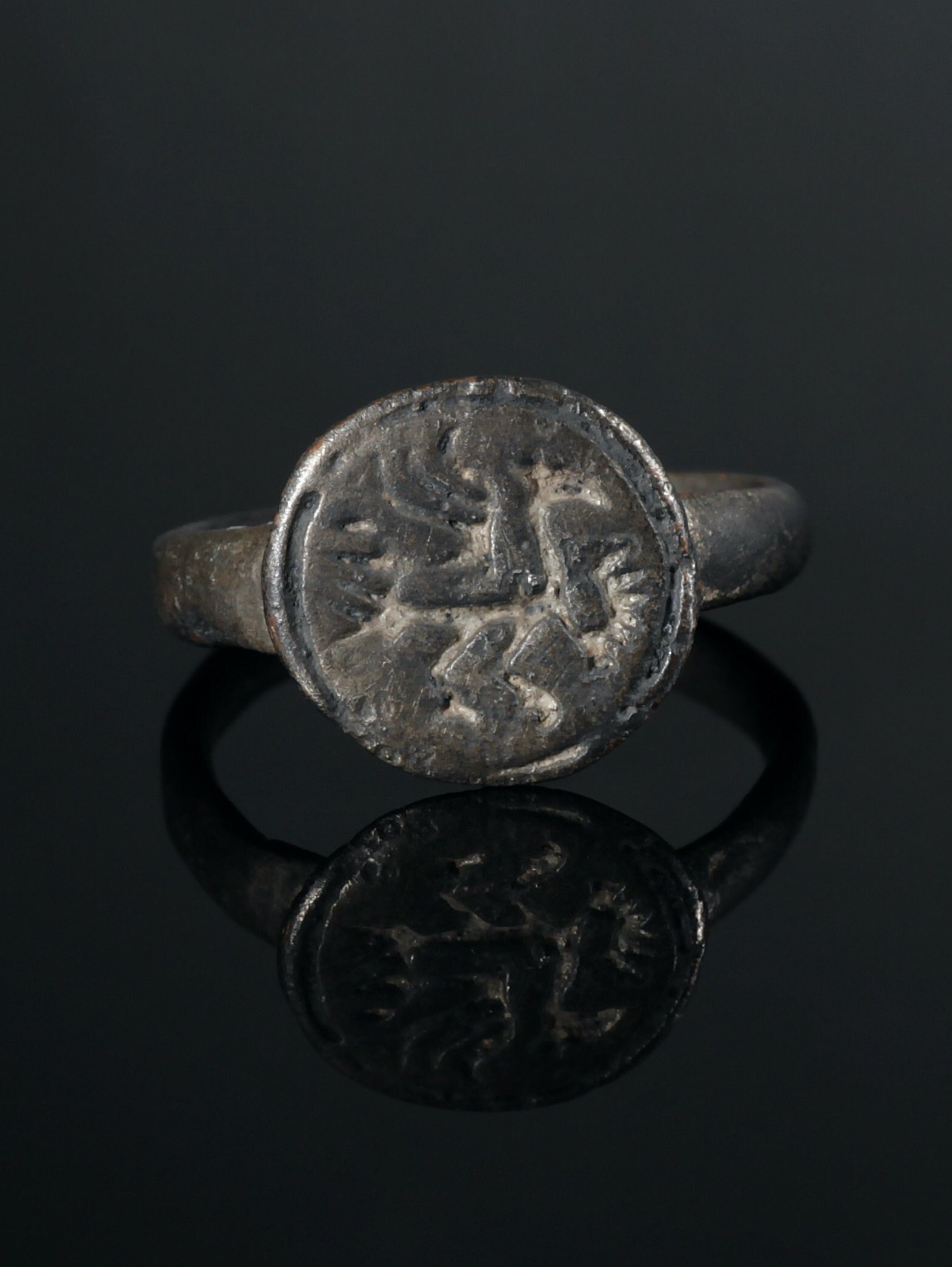 Warrior Bird Ring Medieval Engraved Ring Bird With Raised Wings Antique ...