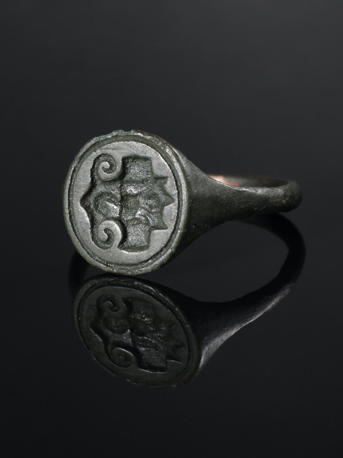 Antique Bronze Signet Ring, Medieval Engraved House Mark - Etsy